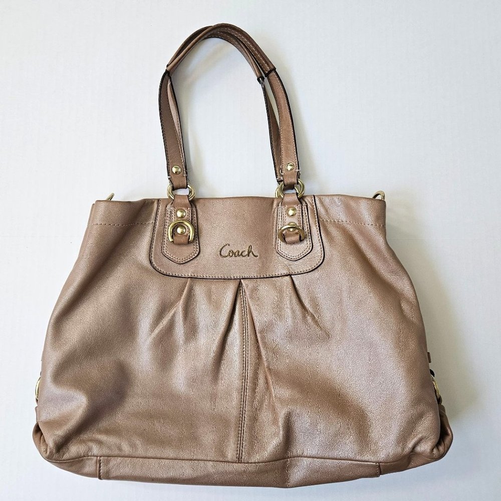Coach Ashley Bronze Metallic Leather Carry All Satche… - Gem